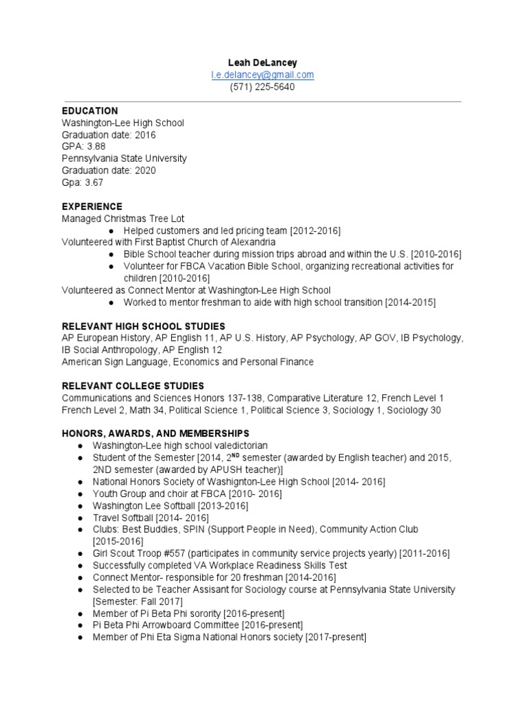 Resume Leah | PDF