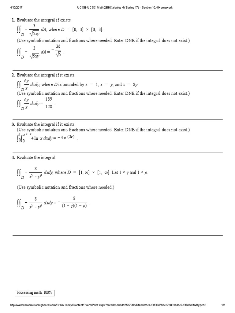 UCOE-UCSC Math 23B - Calculus 4 (Spring 17) - Section 16.4 PDF | PDF ...