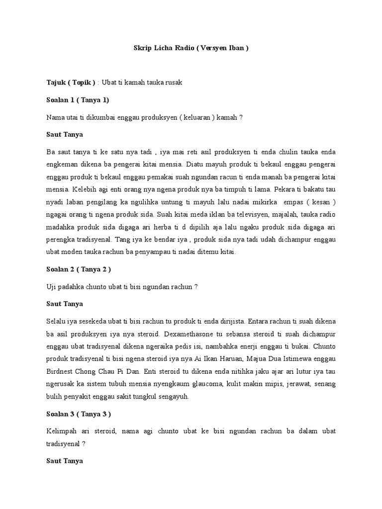 Skrip Licha Radio | PDF