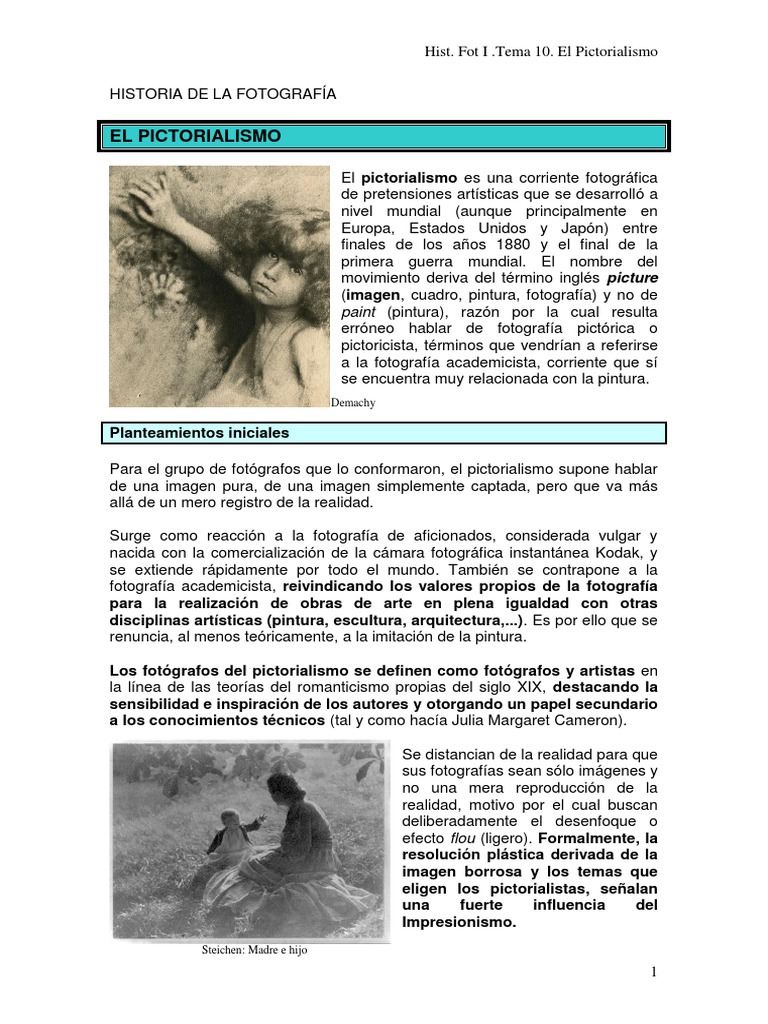 El Pictorialismo en Fotografía | PDF | Medios de arte | Diseño de ...