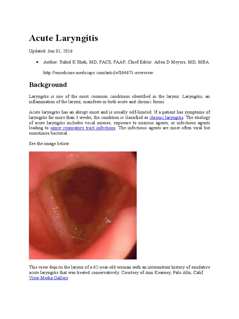 Acute Laryngitis | PDF | Health Sciences | Medical Specialties