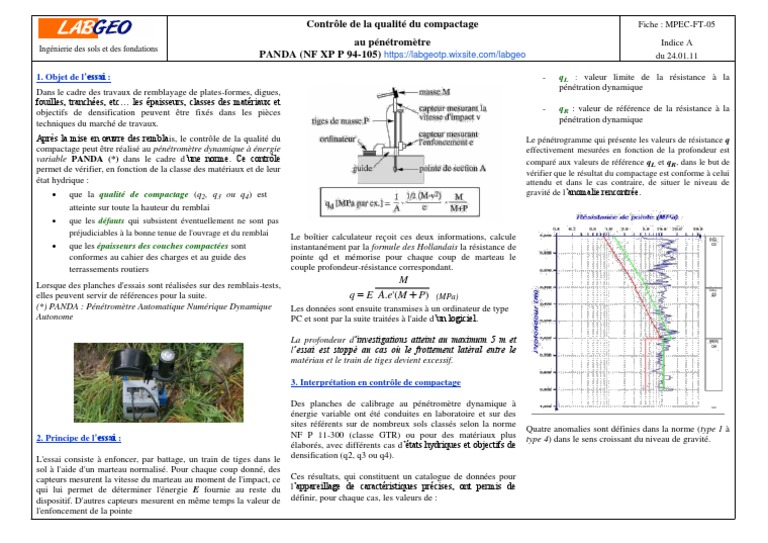 LABGEO Contrôle de La Qualité Du Compactage Au Pénétromètre PANDA (NF ...