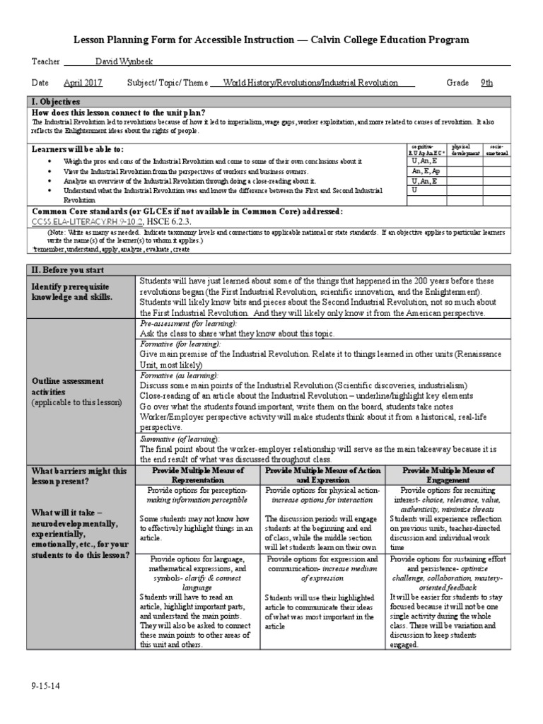 PH Lesson Plan 3 Industrial Revolution | PDF | Industrial Revolution ...
