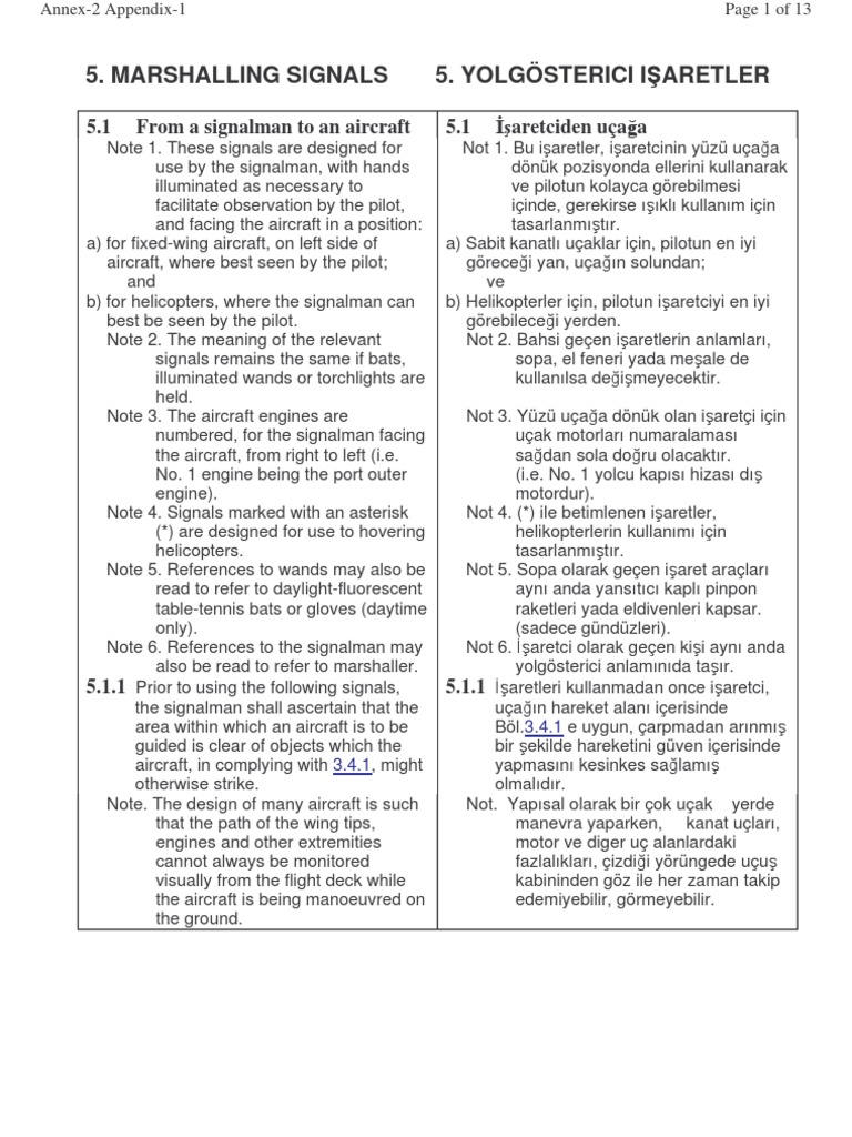 ICAO Marshalling Signals | PDF