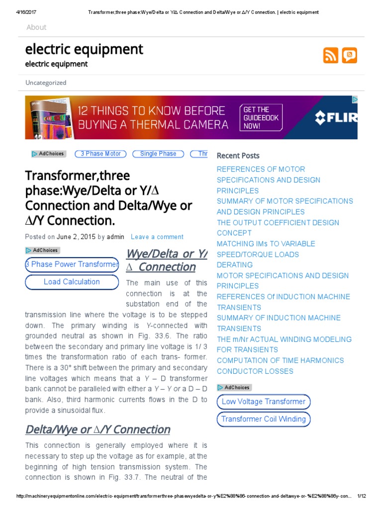 Transformer, Three Phase - Wye - Delta or Y - Connection and Delta ...