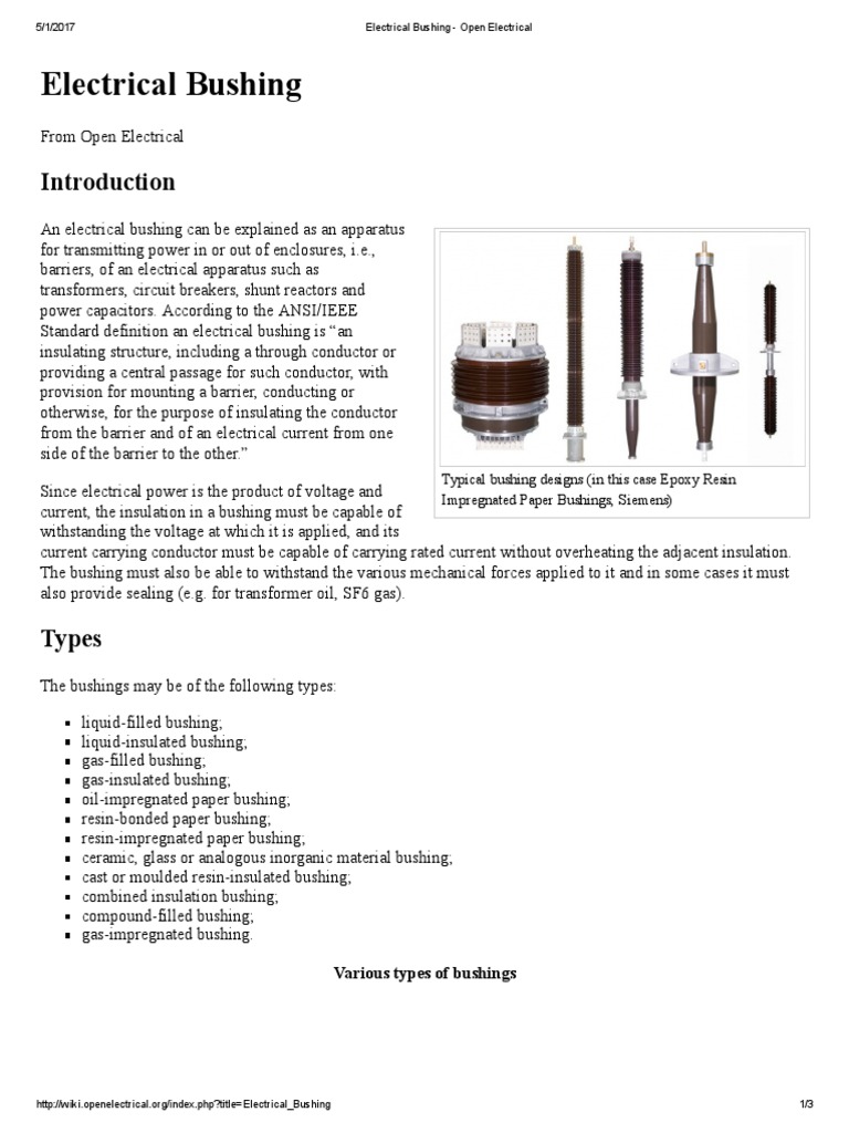 Electrical Bushing - Open Electrical | PDF | Insulator (Electricity ...