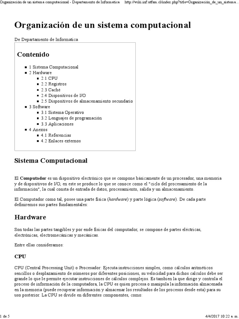 Estructura de Una Computadora | PDF | Almacenamiento de datos de la ...