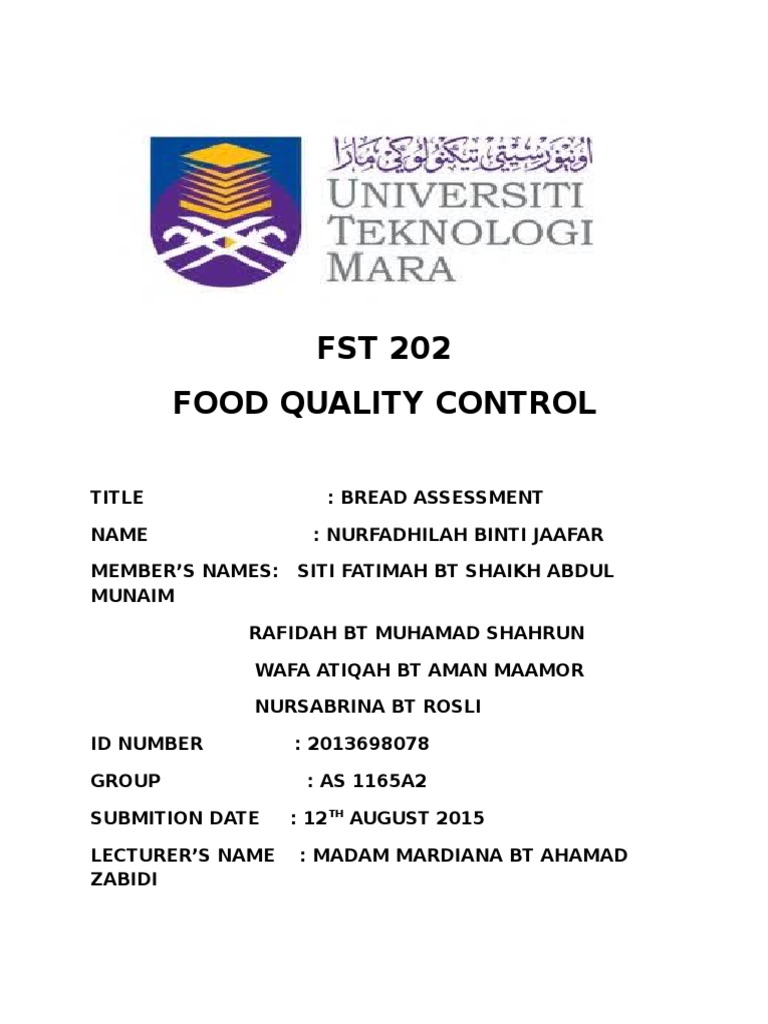 FST 202 Food Quality Control | PDF | Breads | Baking