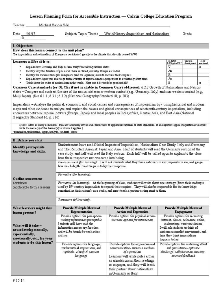 Imperialism and Nationalism Lesson Plan | PDF | Imperialism | Nationalism