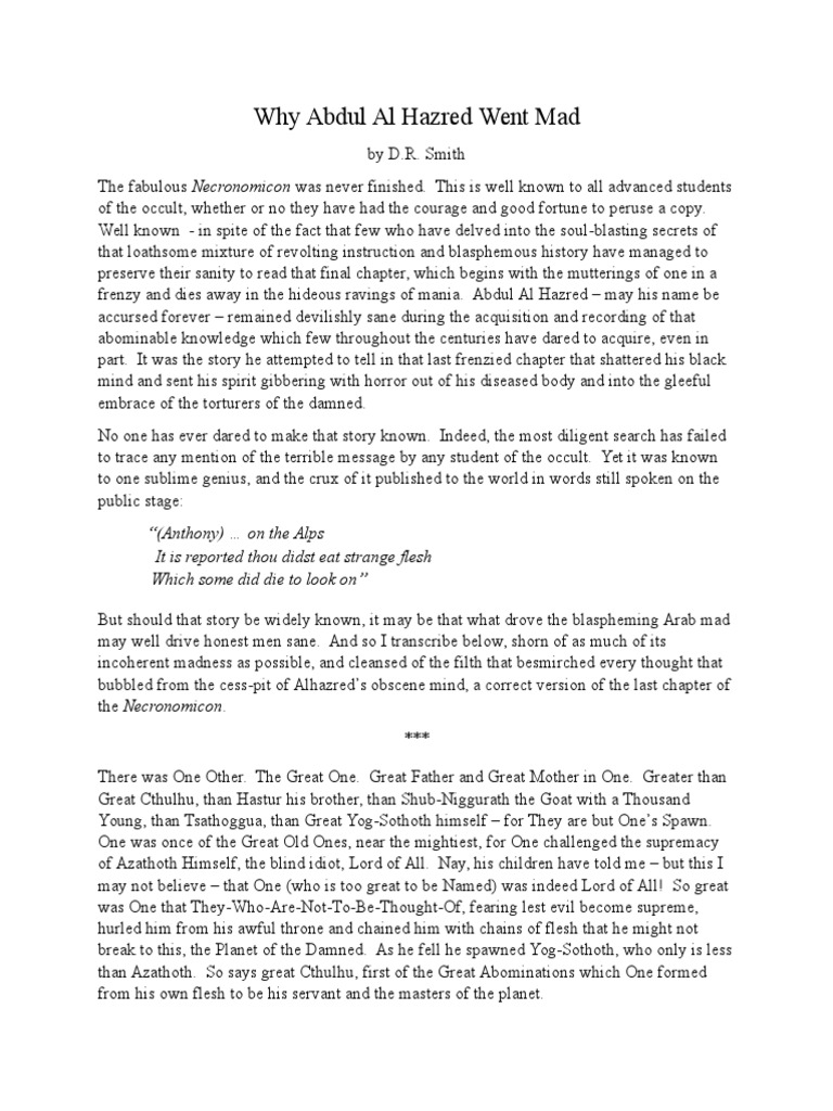 Why Abdul Al Hazred Went Mad | PDF | Fantasy Literature | H. P. Lovecraft