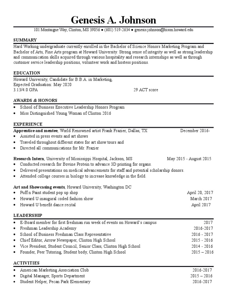 Marketing and Arts Student Profile | PDF | Internship | Job Hunting
