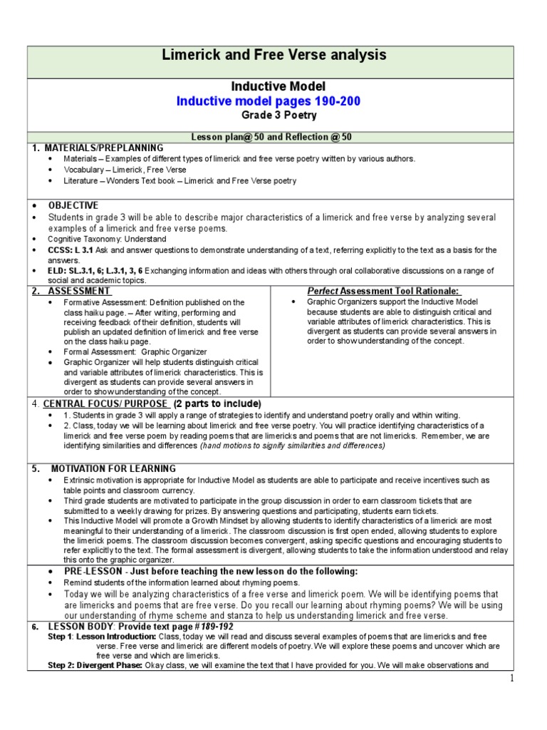 Grade 3 Poetry Lesson Plan | PDF | Poetry | Learning