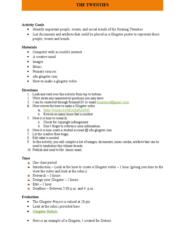 Activity Goals: 4. Now Review The How-To Make A Glogster Video | PDF | Art