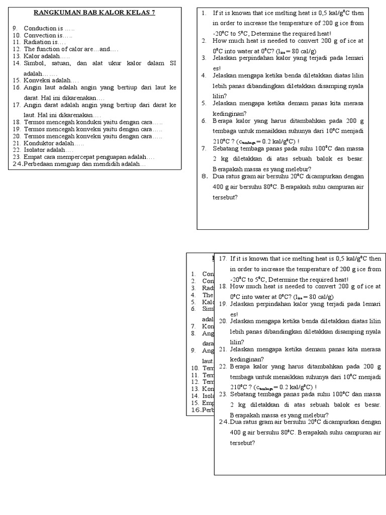 Rangkuman Bab Kalor | PDF