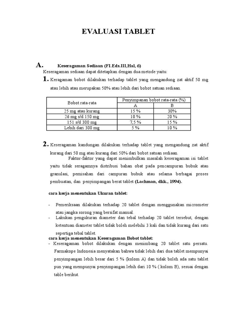 Evaluasi Tablet | PDF