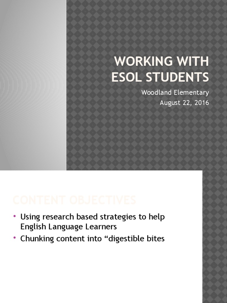 Working With ESOL Students | PDF | English As A Second Or Foreign ...