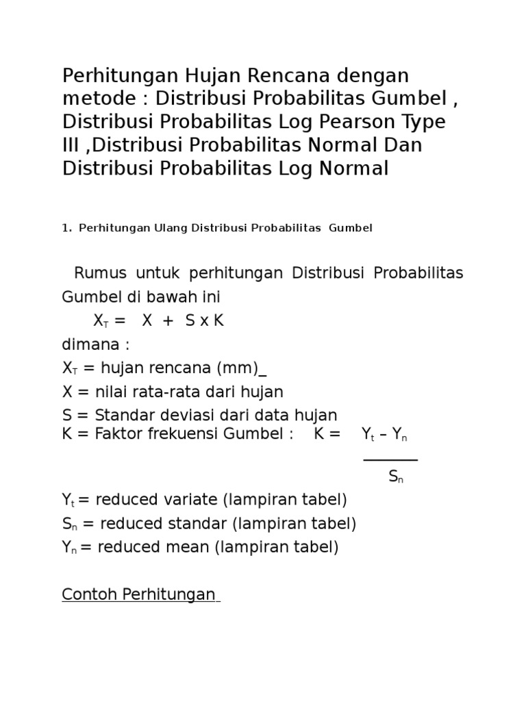 Perhitungan Hujan Rencana Metode Gumbel | PDF