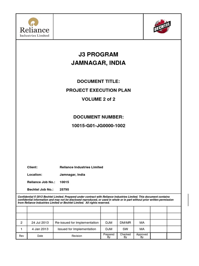 J3 Program Jamnagar, India: Document Title: Project Execution Plan ...