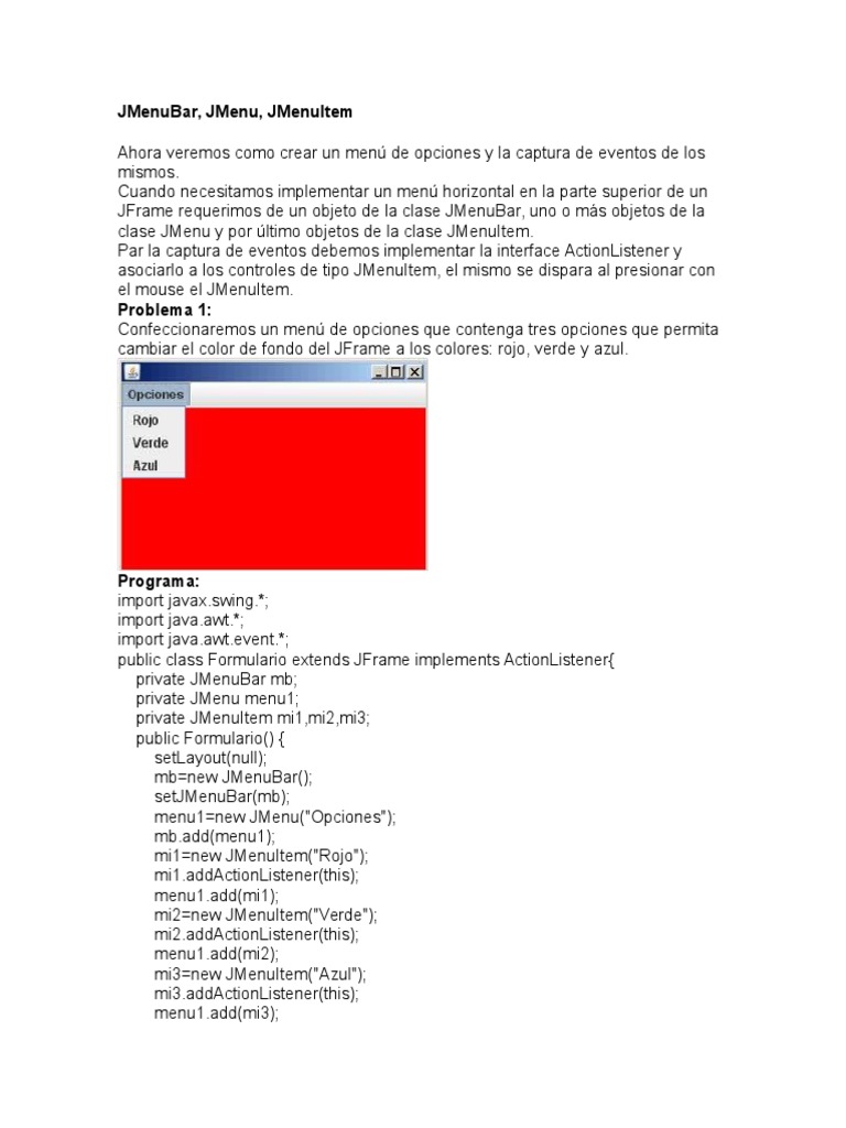 Jmenubar Java Programming Language Software