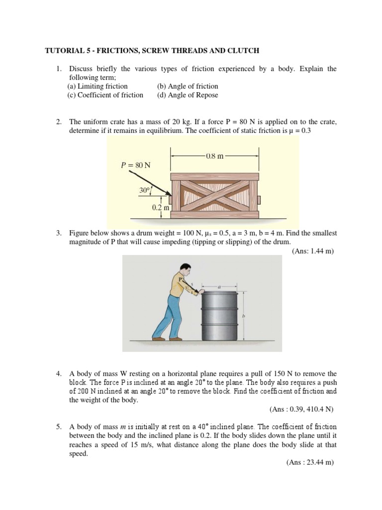 Tutorial 5 Friction | Friction | Force