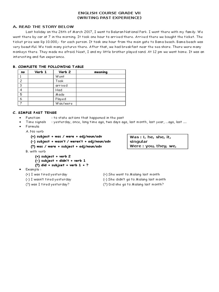 Telling Past Experience