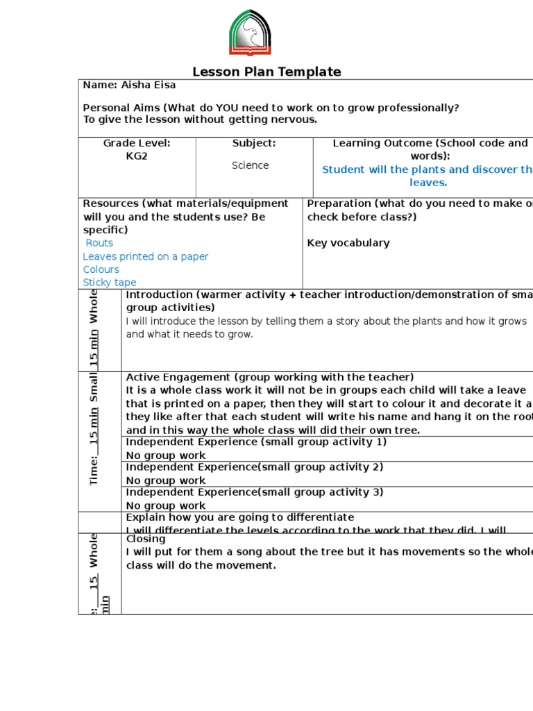 Lesson Plan 5 | PDF | Lesson Plan | Applied Psychology