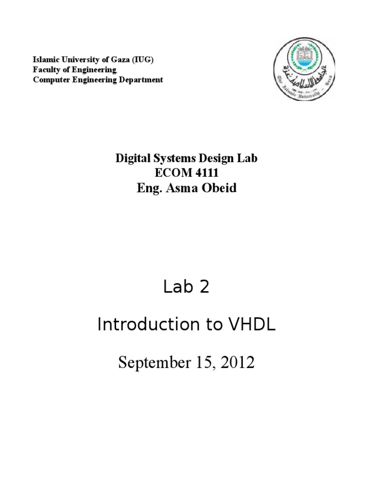Introduction to VHDL Lab 2 | PDF | Vhdl | Control Flow