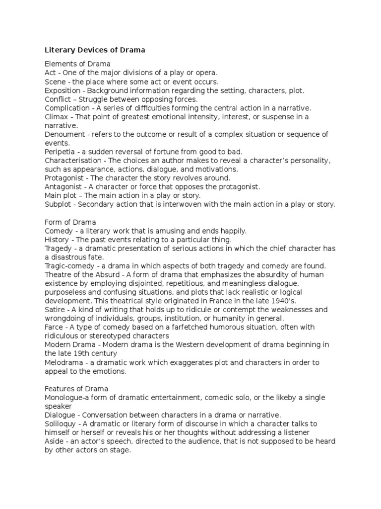 Literary Devices of Drama | Plot (Narrative) | Choreography