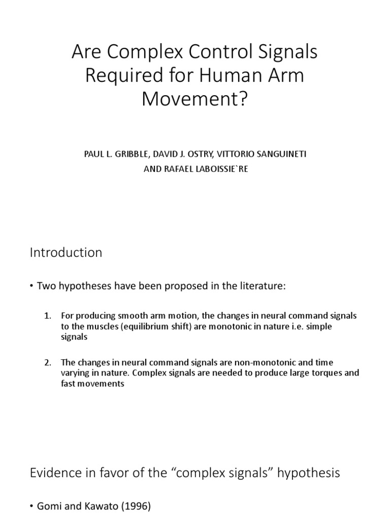 Complex Control Signals in Arm Movement | PDF | Torque | Muscle