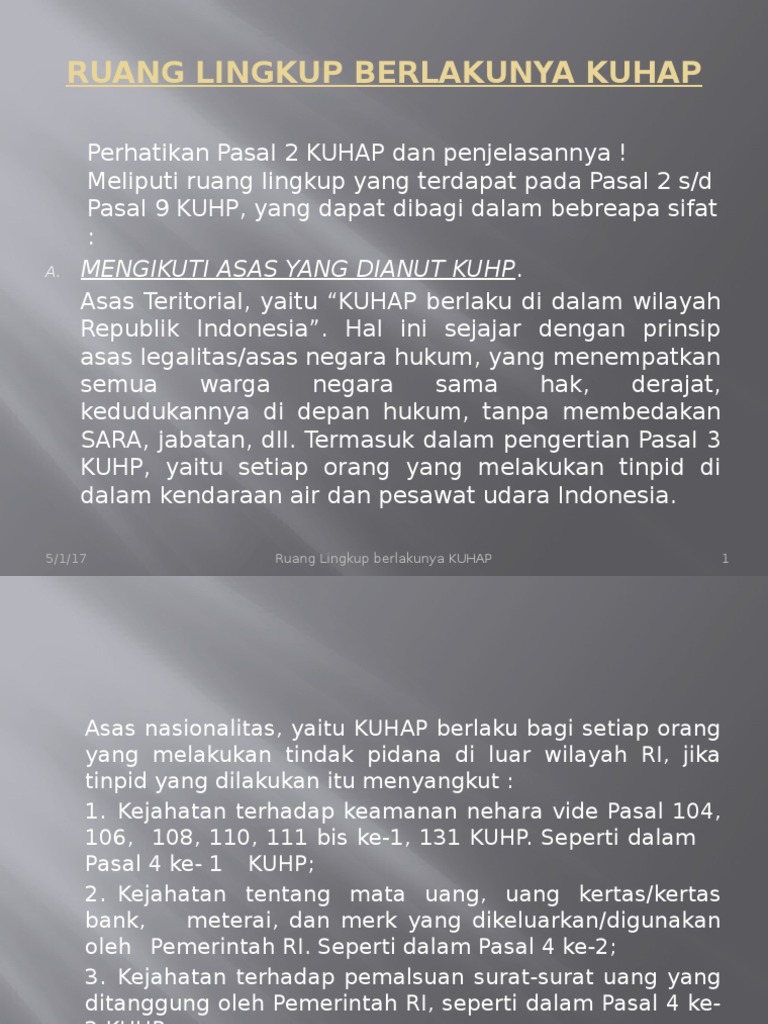 Ruang Lingkup Berlakunya Kuhap | PDF