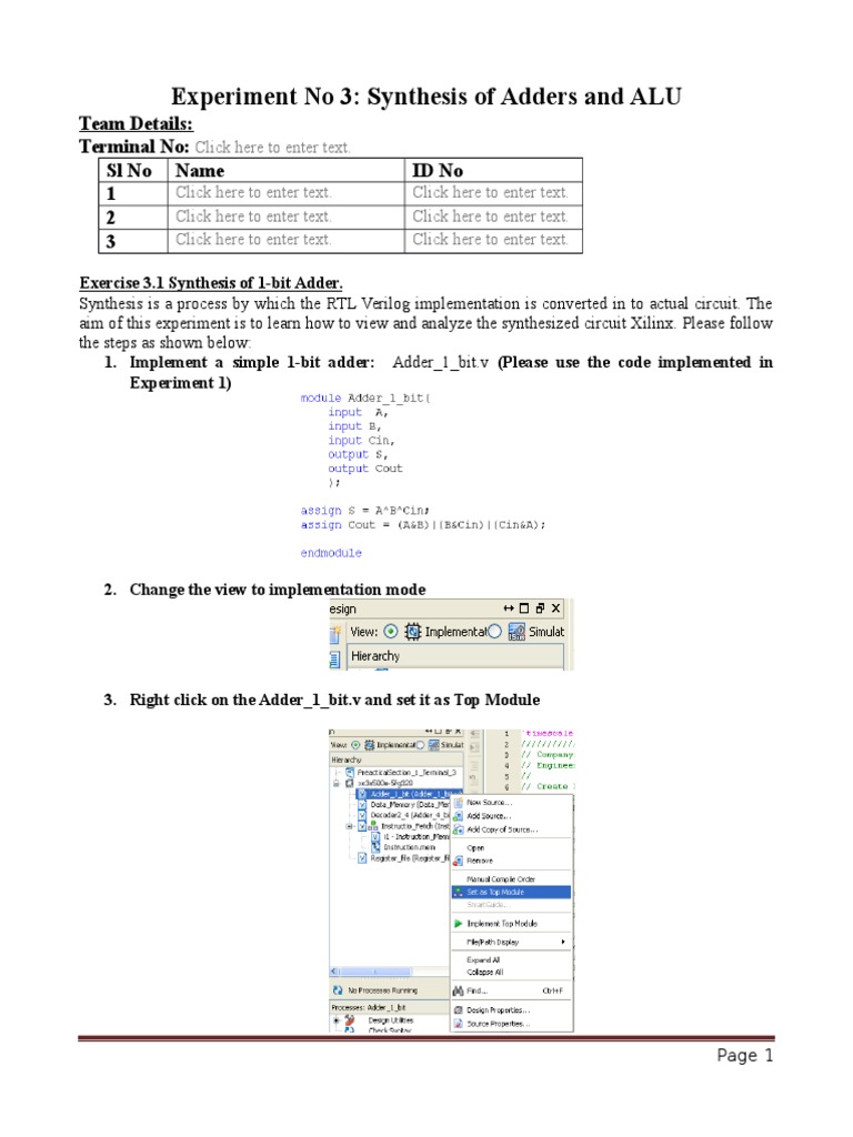 CS F342 ComputerArchitecture Lab3 | PDF | Field Programmable Gate Array | Logic Synthesis