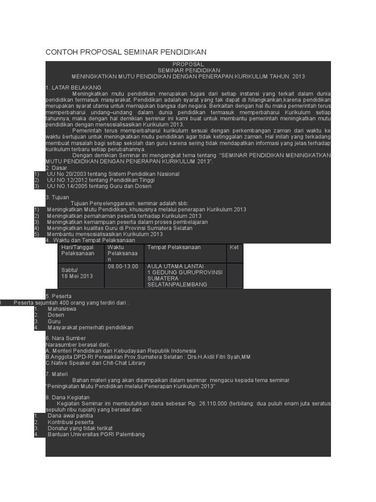 Contoh Proposal Seminar Pendidikan | PDF