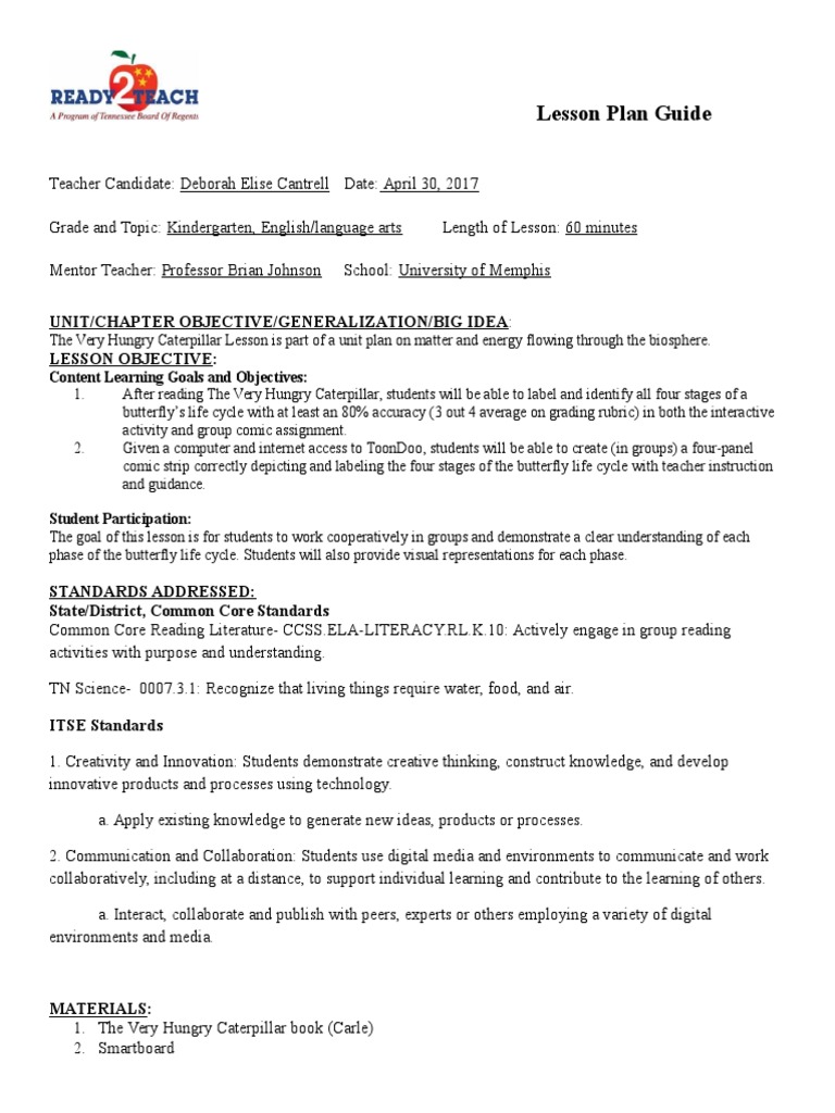 Edtpa Lesson Plan 2 Cantrell Deborah | PDF | Butterfly | Lesson Plan