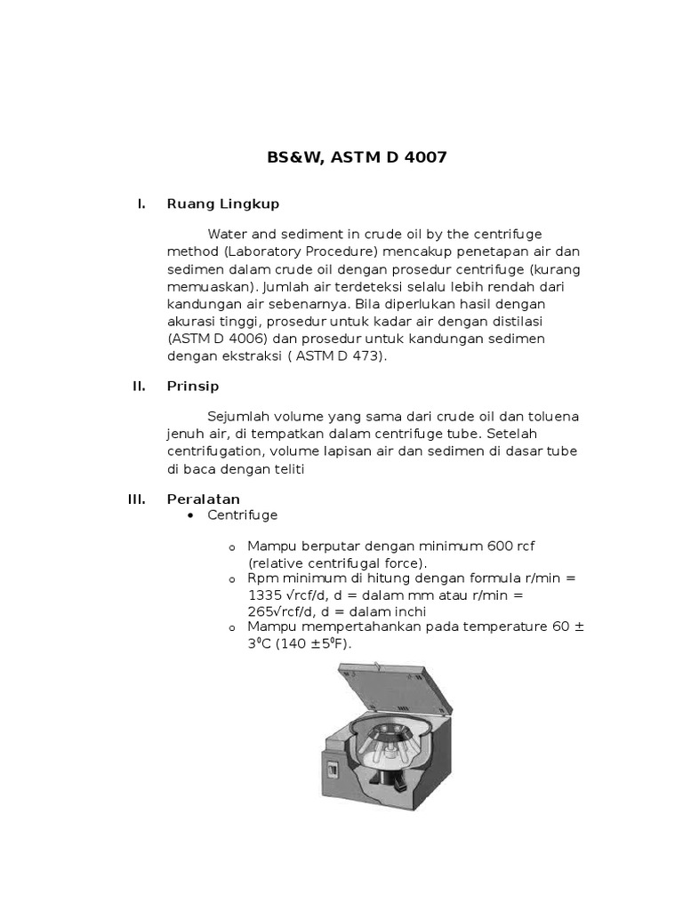 BS&W, ASTM D 4007: I. Ruang Lingkup | PDF