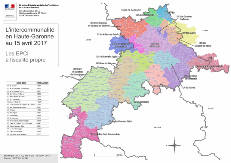 Carte de l'intercommunalité en Haute-Garonne en 2017