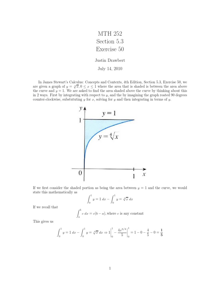 MTH 252 Section 5.3 Exercise 50: Justin Drawbert July 14, 2010 | PDF ...