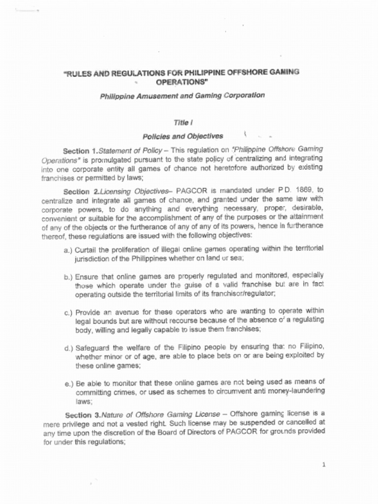 Offshore Rules & Regulations Offshore Gaming PDF | PDF