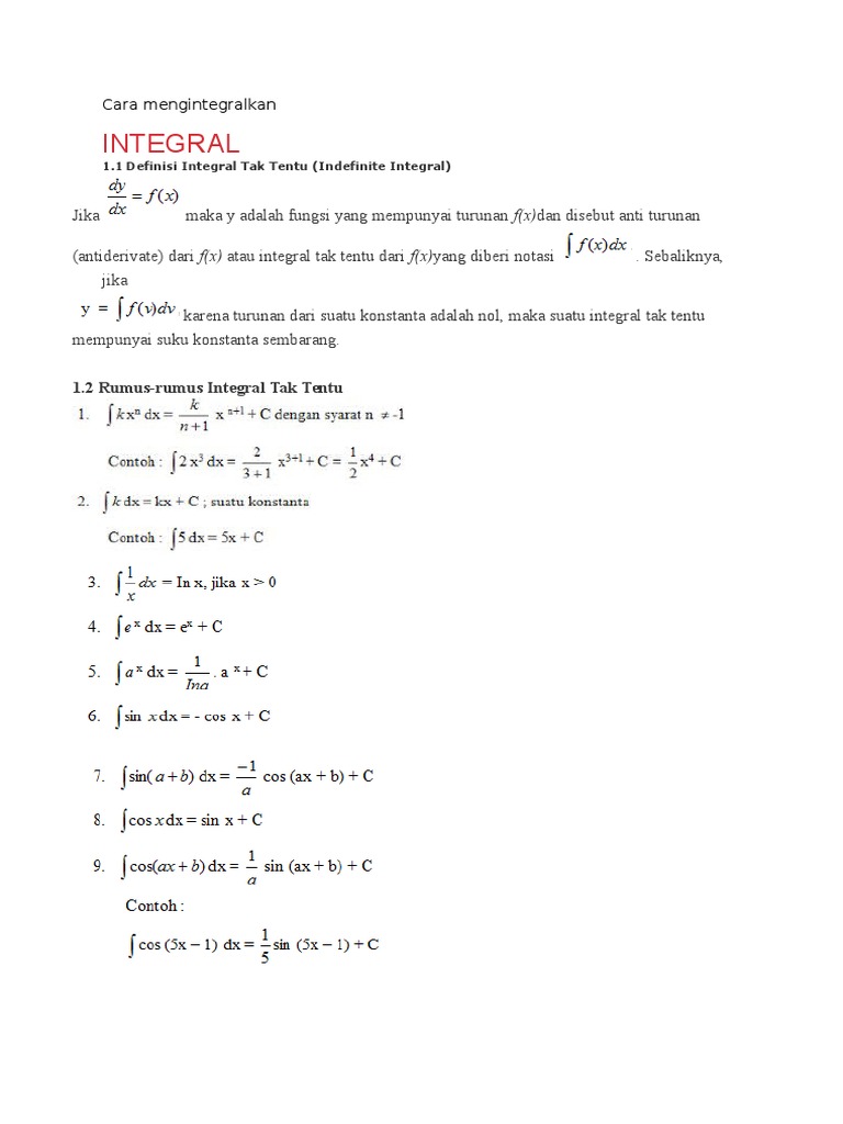 Cara Mengintegralkan | PDF