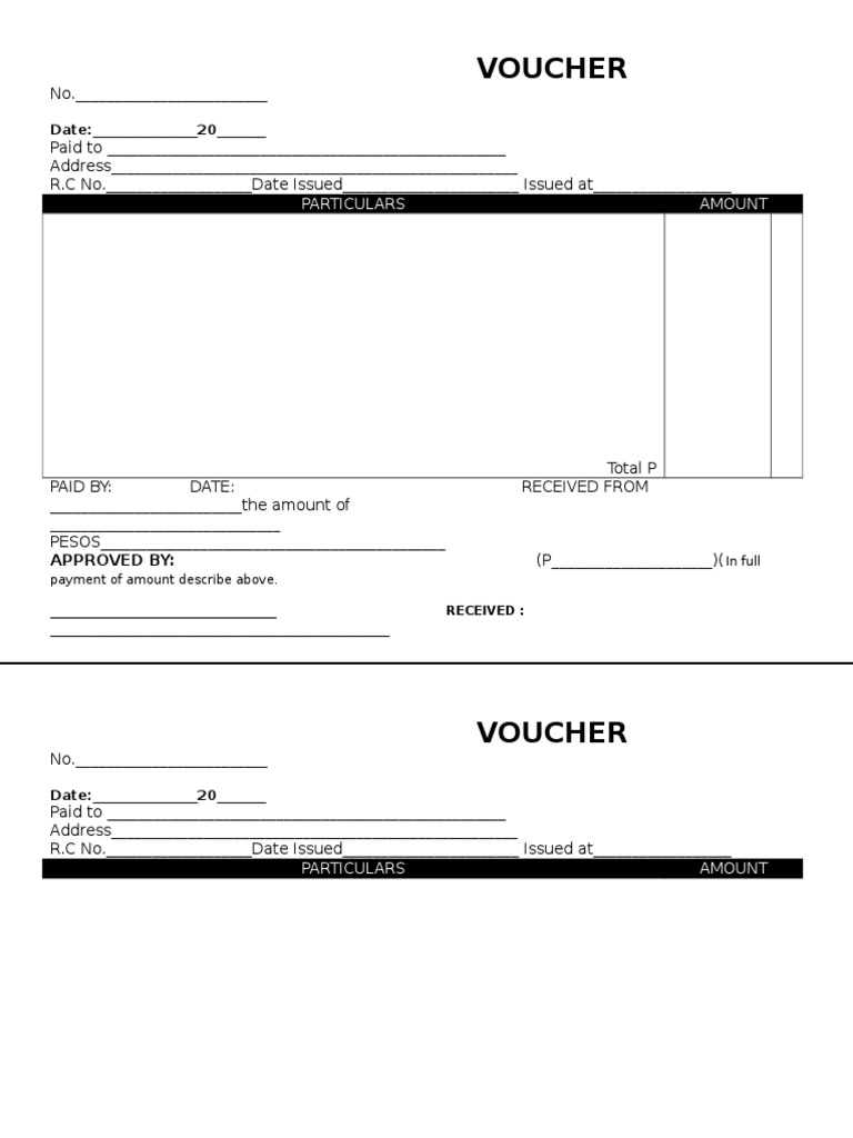 Cash Voucher Template Example | PDF