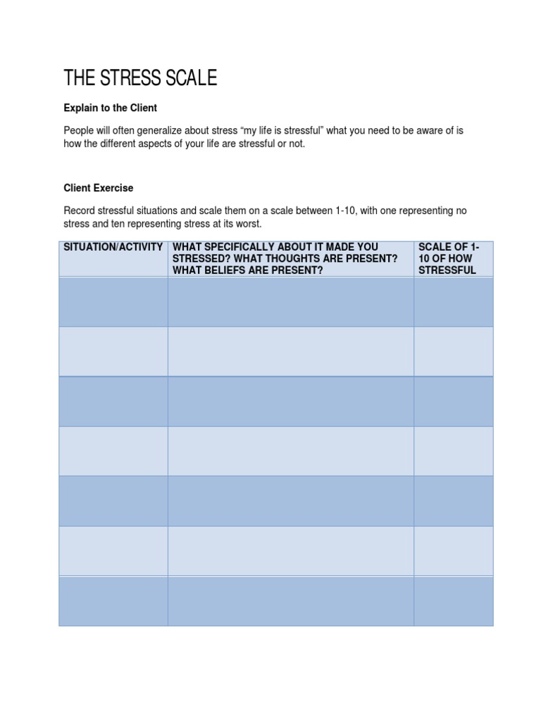 The Stress Scale: Explain To The Client | PDF