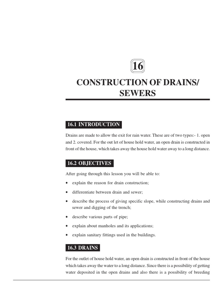 Construction of Drains/ Sewers: Certificate in Construction Supervision ...
