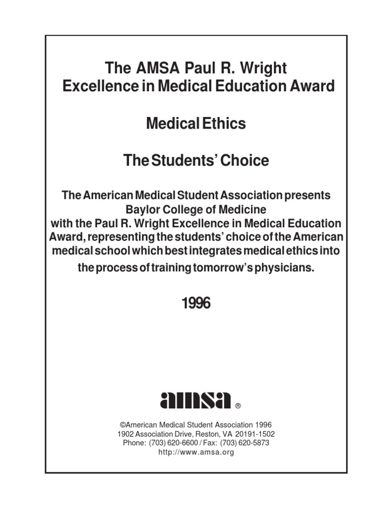 AMSA Medical Ethics | PDF | Medical Ethics | Medical School