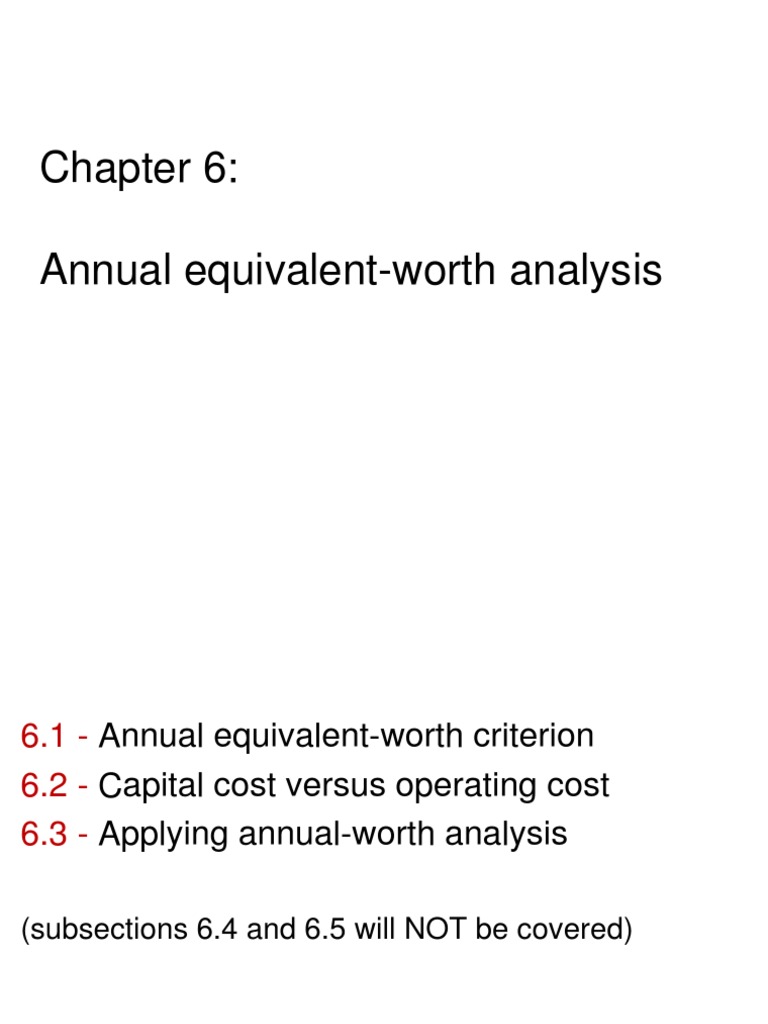 Annual Equivalent-Worth Analysis | PDF | Profit (Accounting) | Cost
