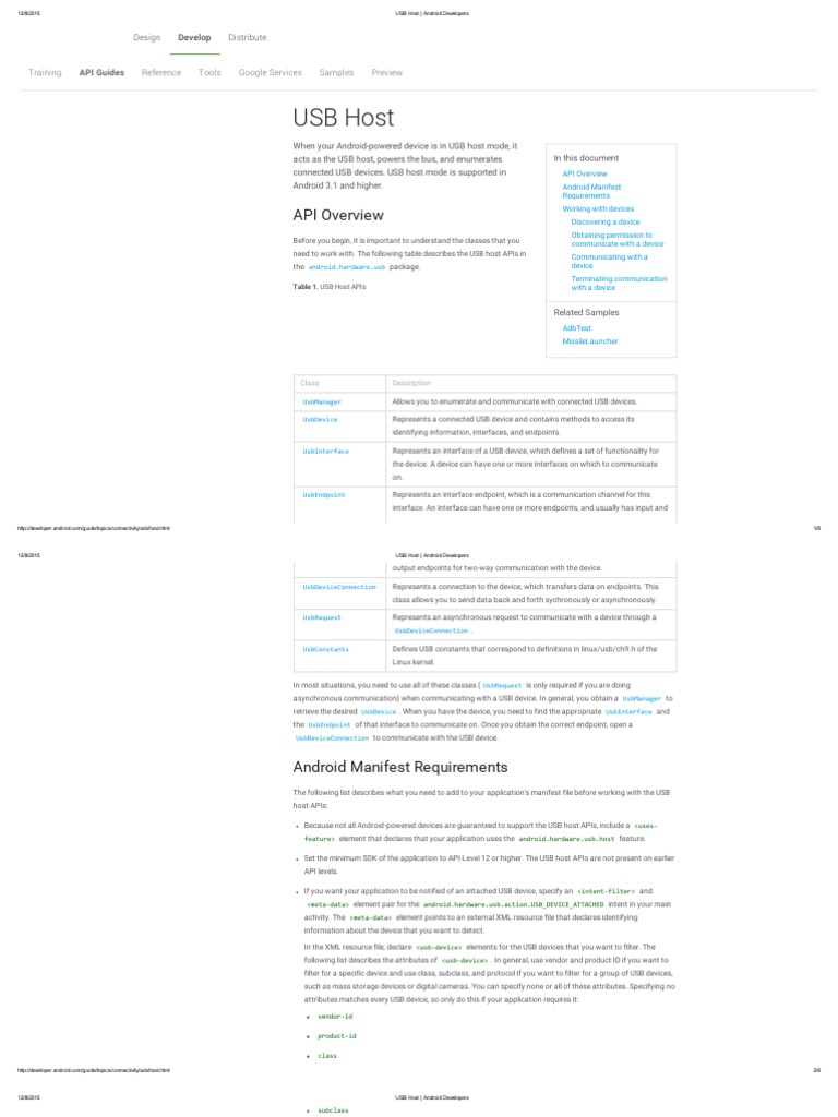 USB Host - Android Developers | PDF | Usb | Application Programming Interface