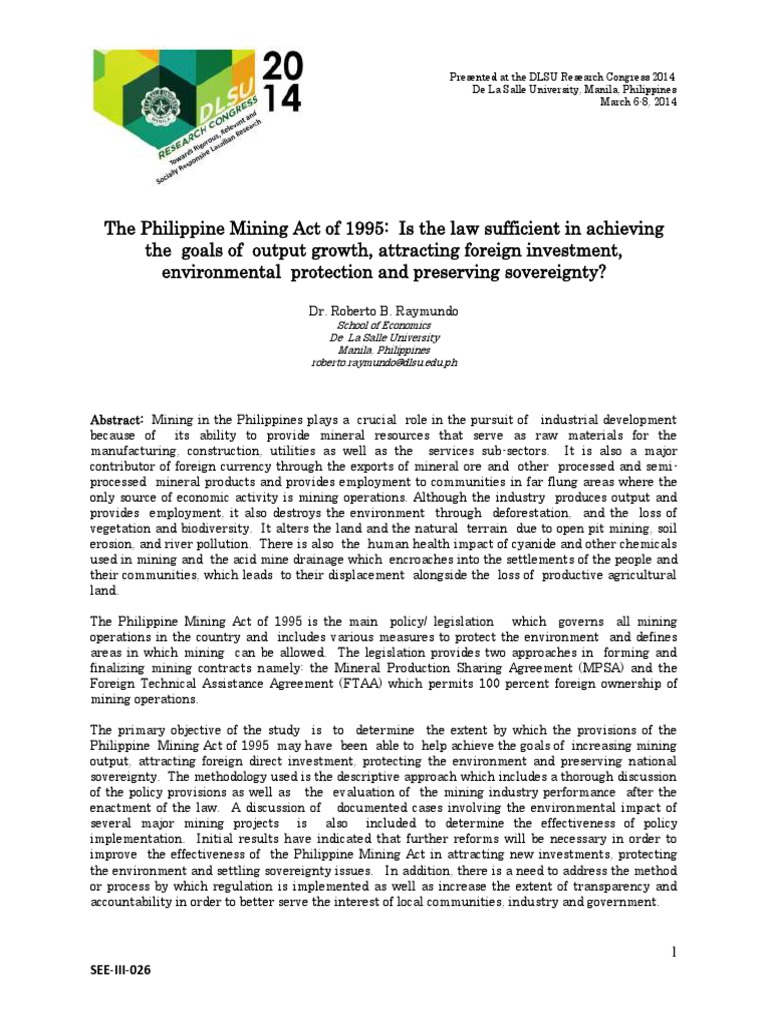 Philippine Mining Act of 1995 Analysis | PDF | Mining | Taxes