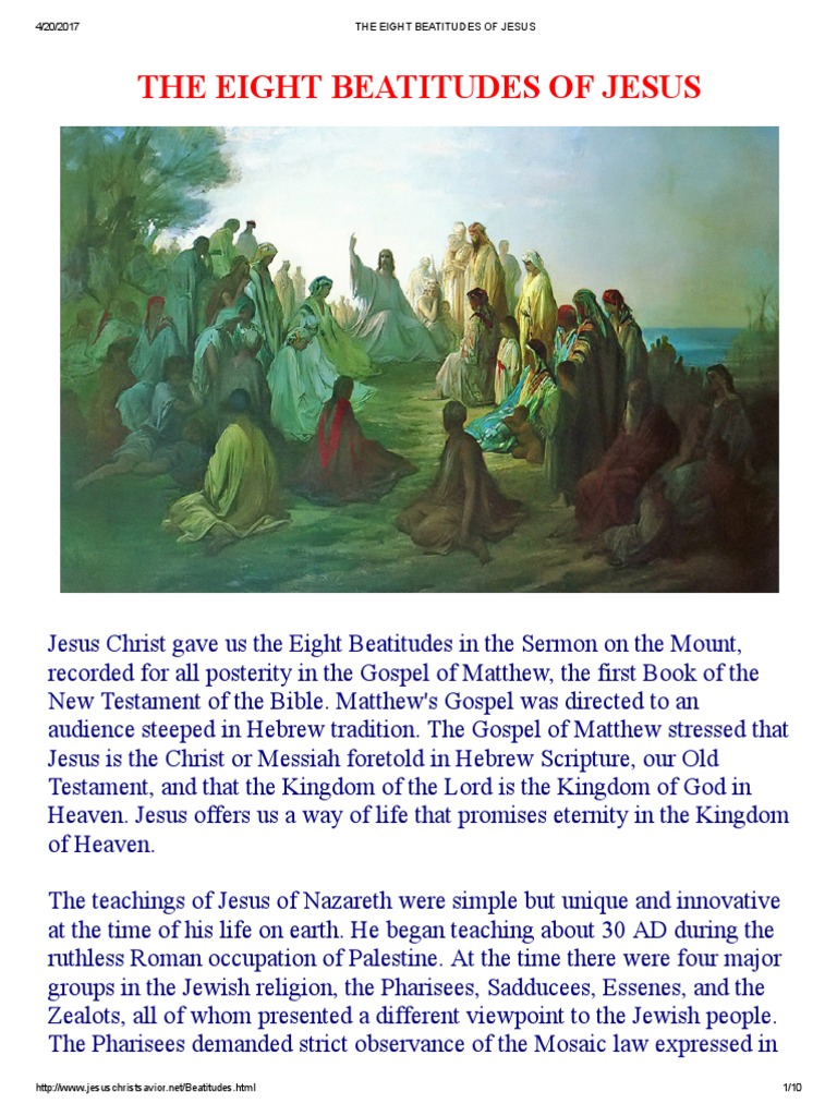 The Eight Beatitudes of Jesus | PDF | Beatitudes | Pharisees