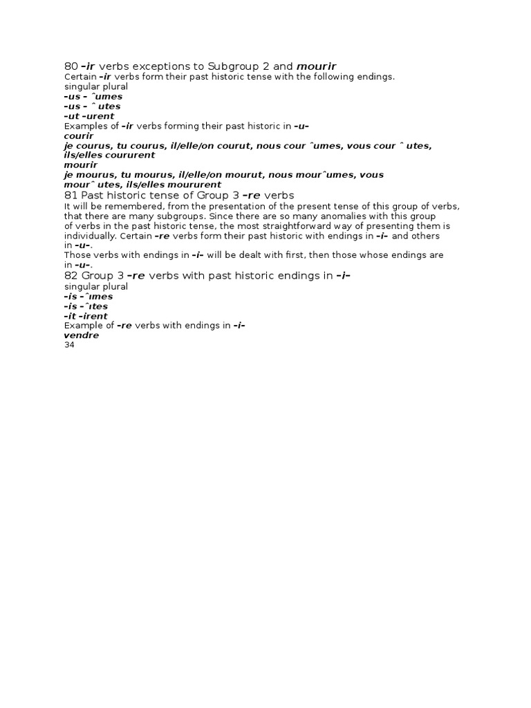 French Verbs Exceptions | PDF