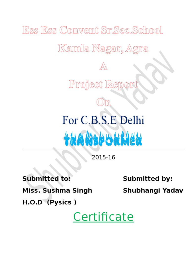 12 Physics Transformer Project | PDF | Transformer | Inductor 12 Physics Transformer Project | PDF | Transformer | Inductor