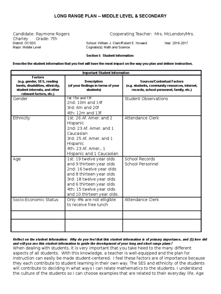 Long Range Plan - Middle Secondary New | PDF | Educational Assessment ...