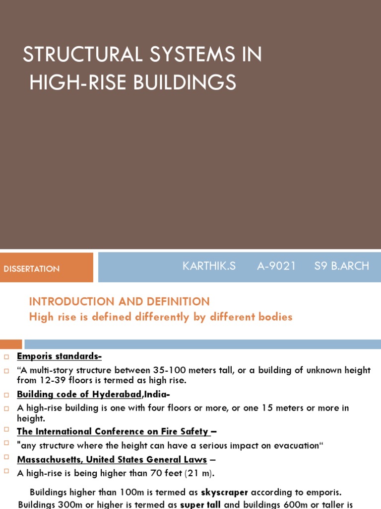 Structural Systems in High-Rise Buildings: Karthik.S A-9021 S9 B.Arch ...